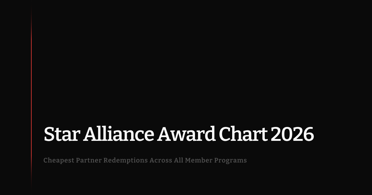 Star Alliance Award Chart (2026) | Award Travel Finder