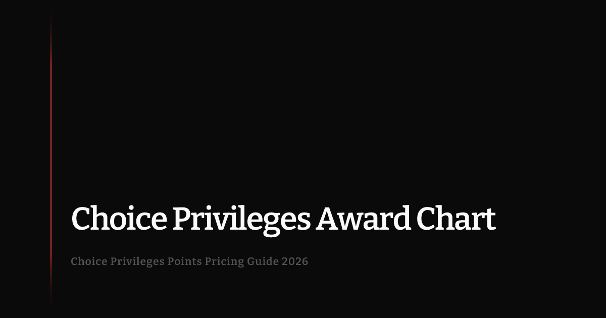 Choice Privileges Award Chart (2026): Points | Award Travel Finder