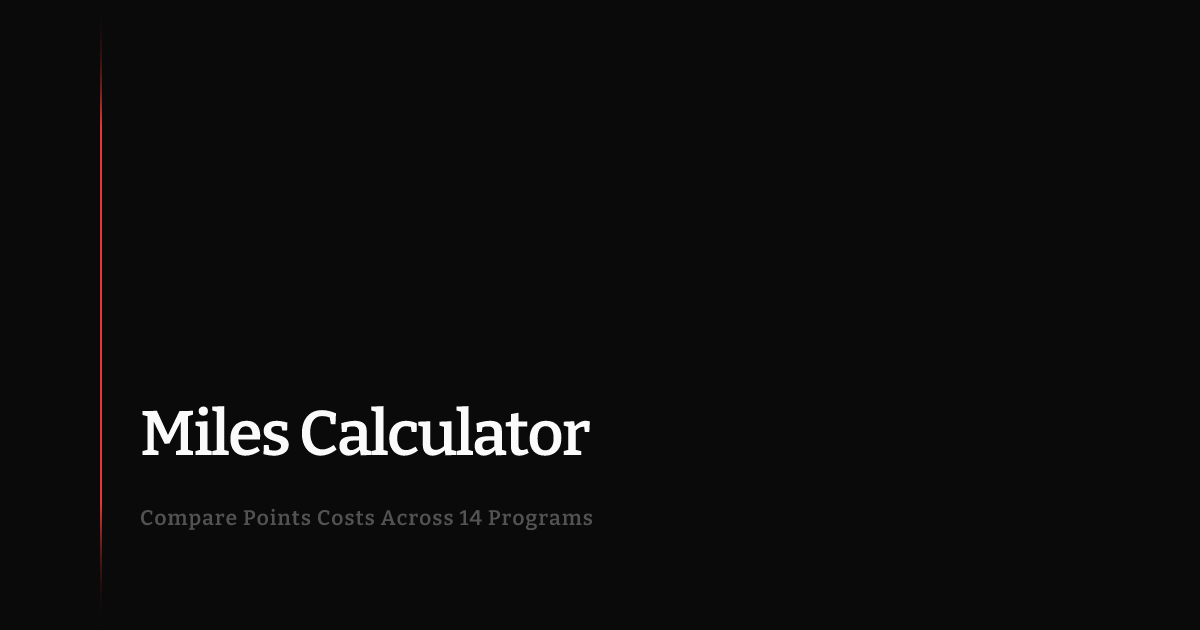 Miles Calculator: How Many Points to Fly | Award Travel Finder