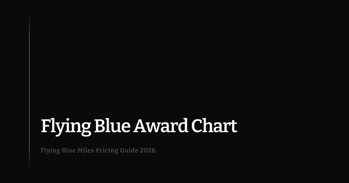 Flying Blue Award Chart (2026): Miles & Promo | Award Travel Finder