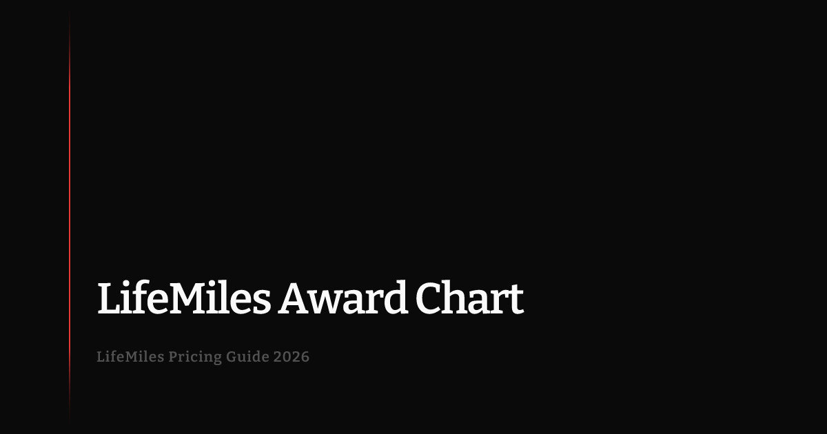 LifeMiles Award Chart 2026: LifeMiles Pricing, | Award Travel Finder