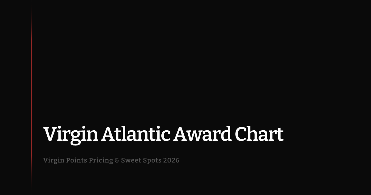 Virgin Atlantic Award Chart 2026: Virgin Points | Award Travel Finder